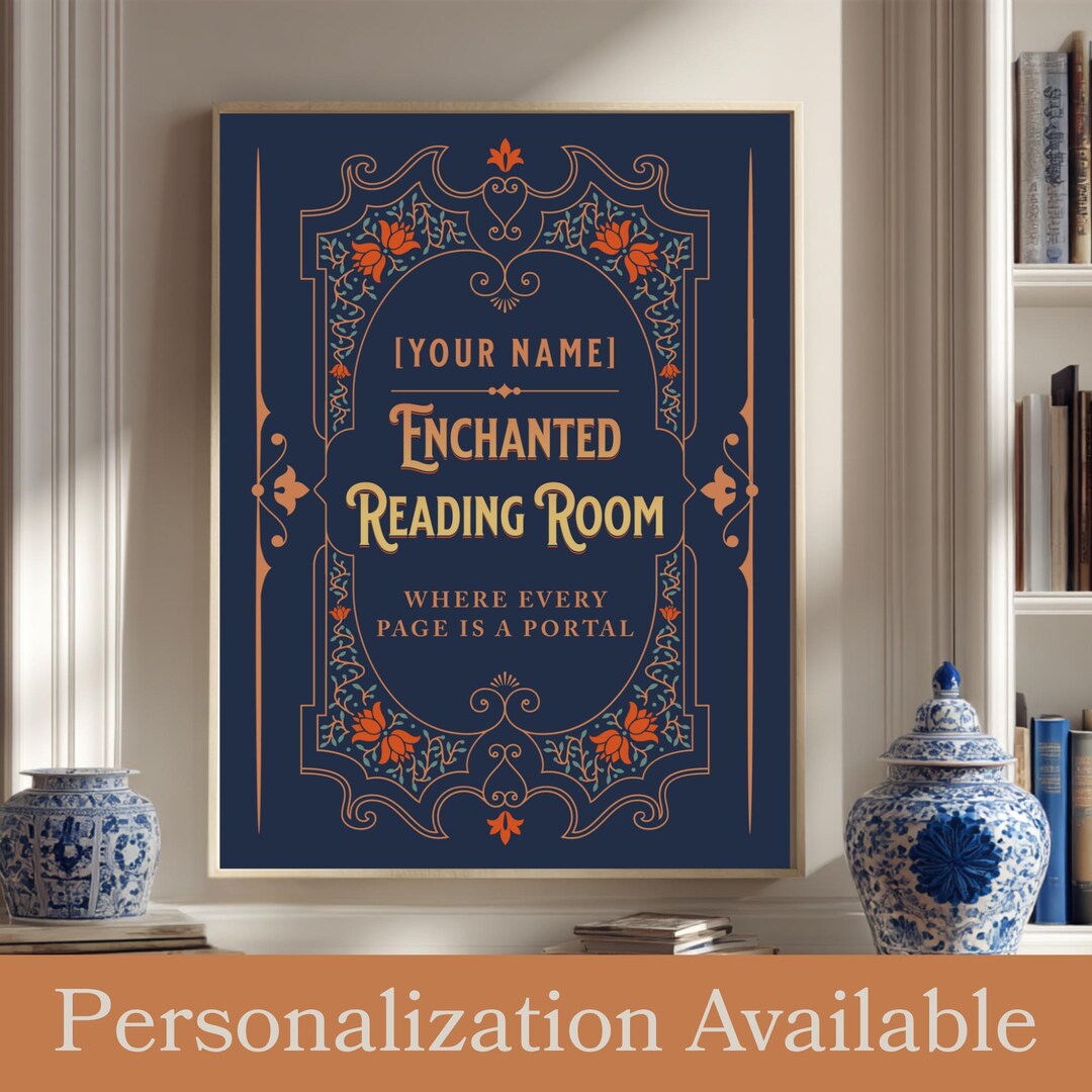 Personalized Book Nook Poster: Vintage Library Wall Art, Sizes 11"x14 ...