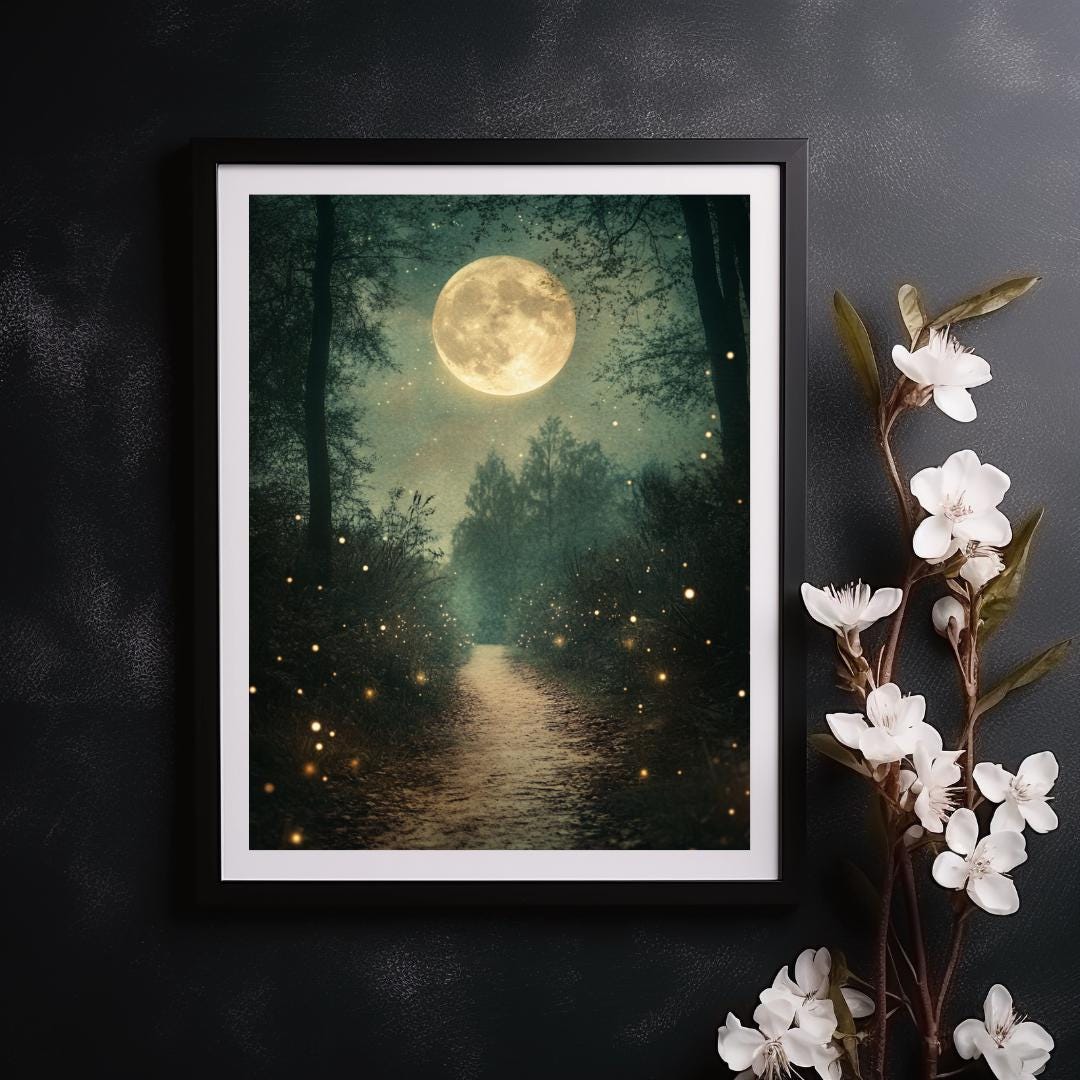 Enchanted Trail Poster: Moonlit Forest Path Fantasy Wall Art, Sizes 11 ...
