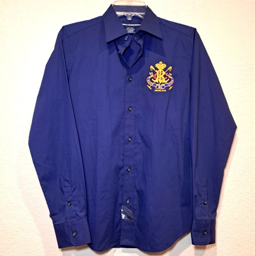Vintage Ralph Lauren Crown Swords Emblem Long Sleeve Button-down Shirt ...