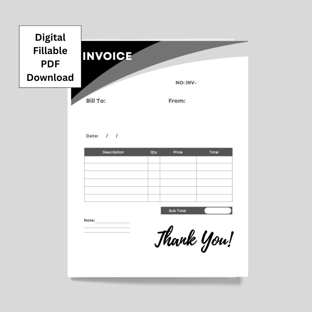 Fillable Invoice Pdf,business Invoice,editable Invoice,custom Invoice ...