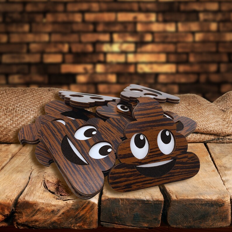 15 Smiling Poop Emoji Magnet. Unique Wood Decor With Double Layers ...