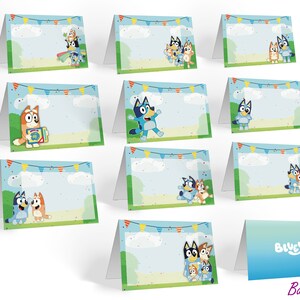 10 Different Bluey and Bingo Birthday Party Place Card, Party Decor ...