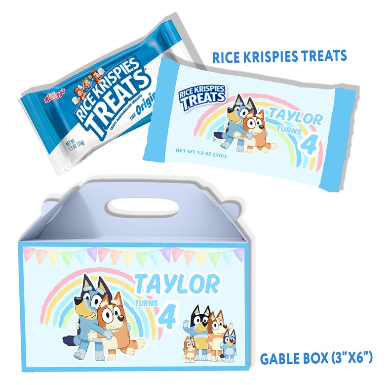 Editable Bluey Kids Birthday Party Bundle, Bluey and Bingo Wrapper Kit ...