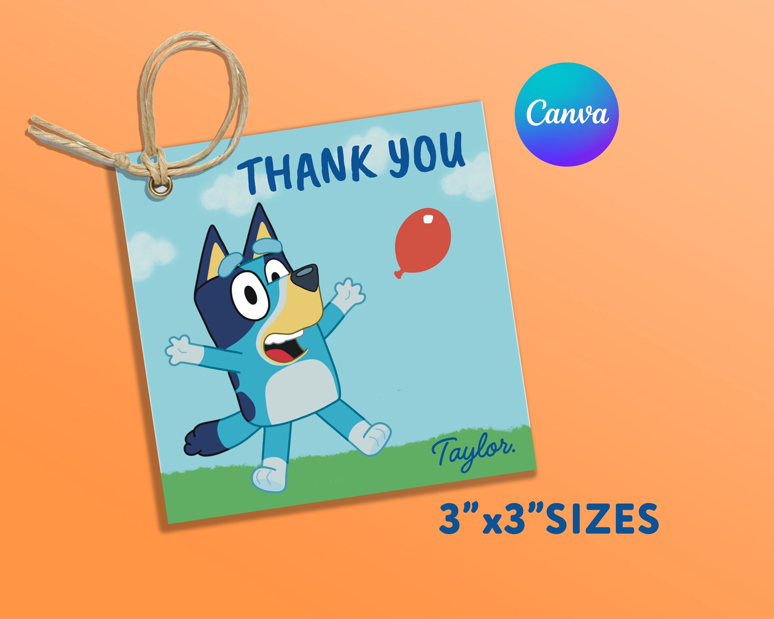 Editable Bluey and Bingo Birthday Party Thank You Card, Disney Girl or ...