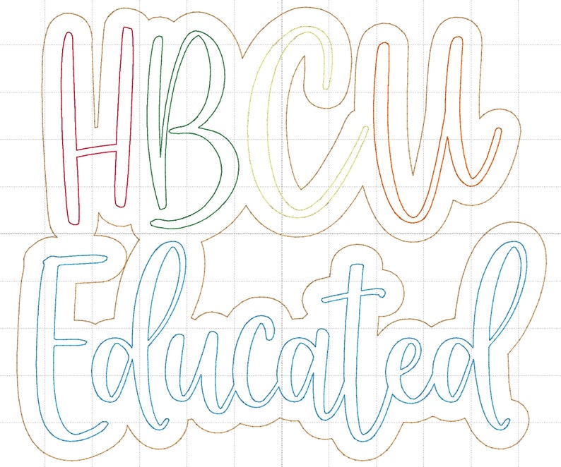 HBCU Educated Bean Stitch Double Applique Machine Embroidery Design ...