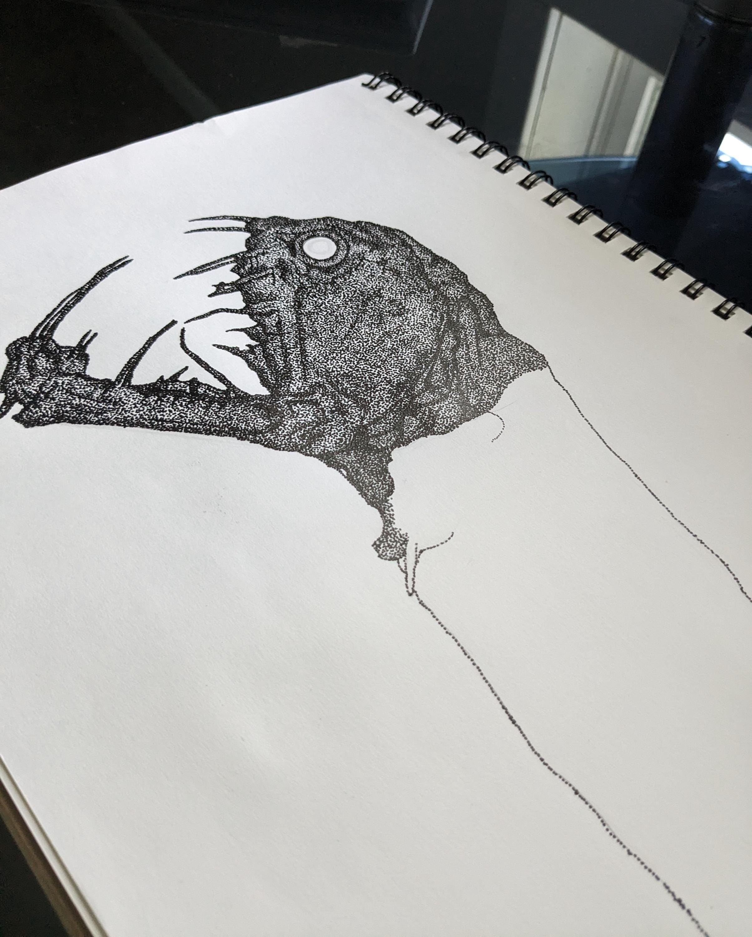 Original Stippled Viperfish Drawing - Etsy