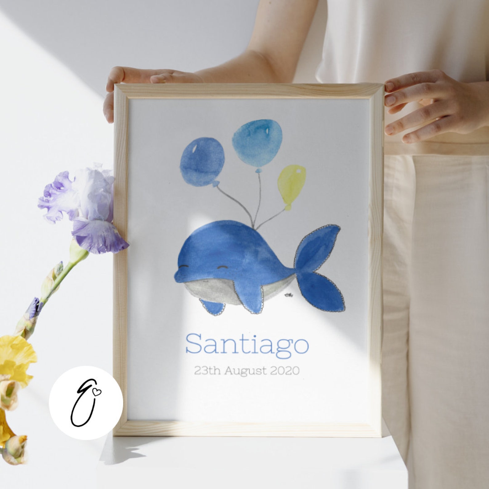 Printable Baby Whale Art Print Watercolor Wall Art DIGITAL DOWNLOAD ...