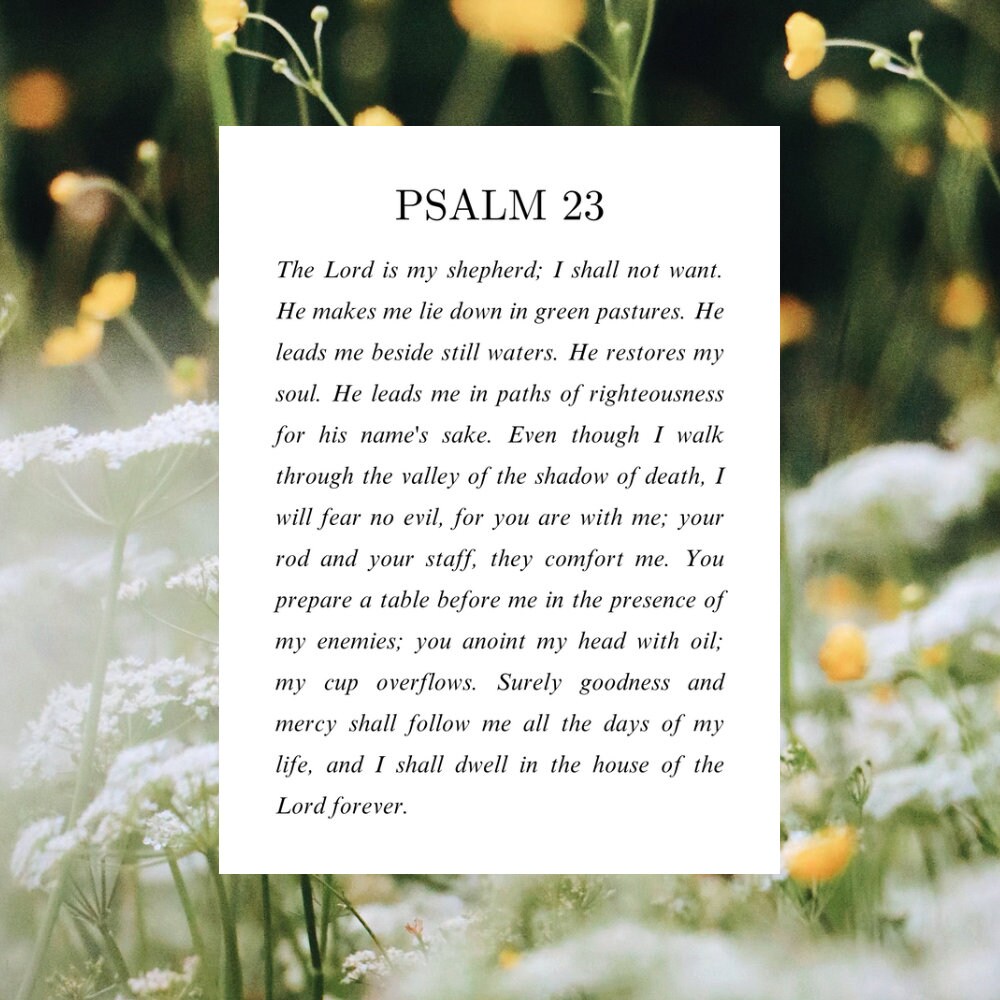Psalm 23 Print - Digital Download, Christian Print, Bible Verse, the ...