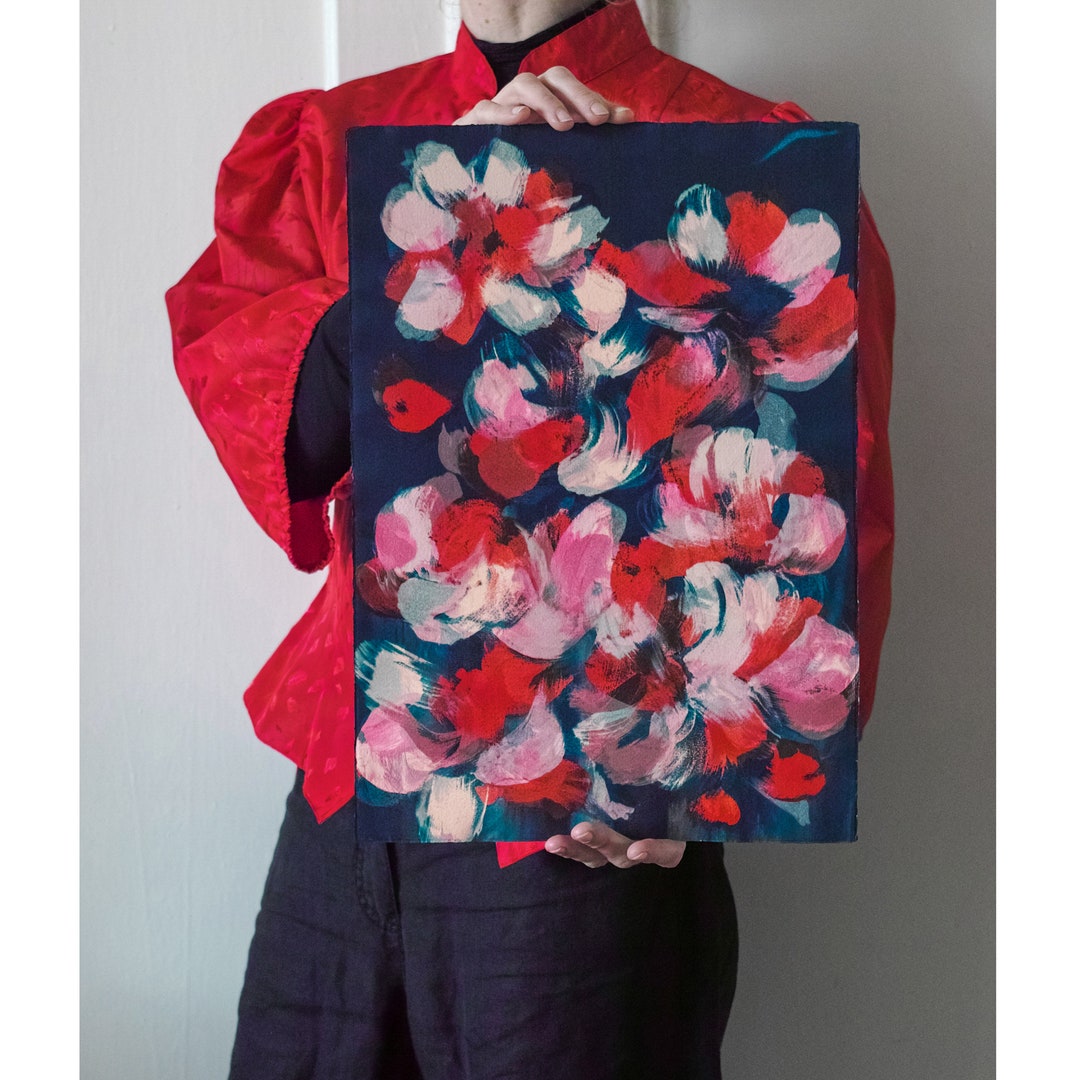 Equinox Original Floral Monotype Screen Print, Unique Artwork, Edition ...