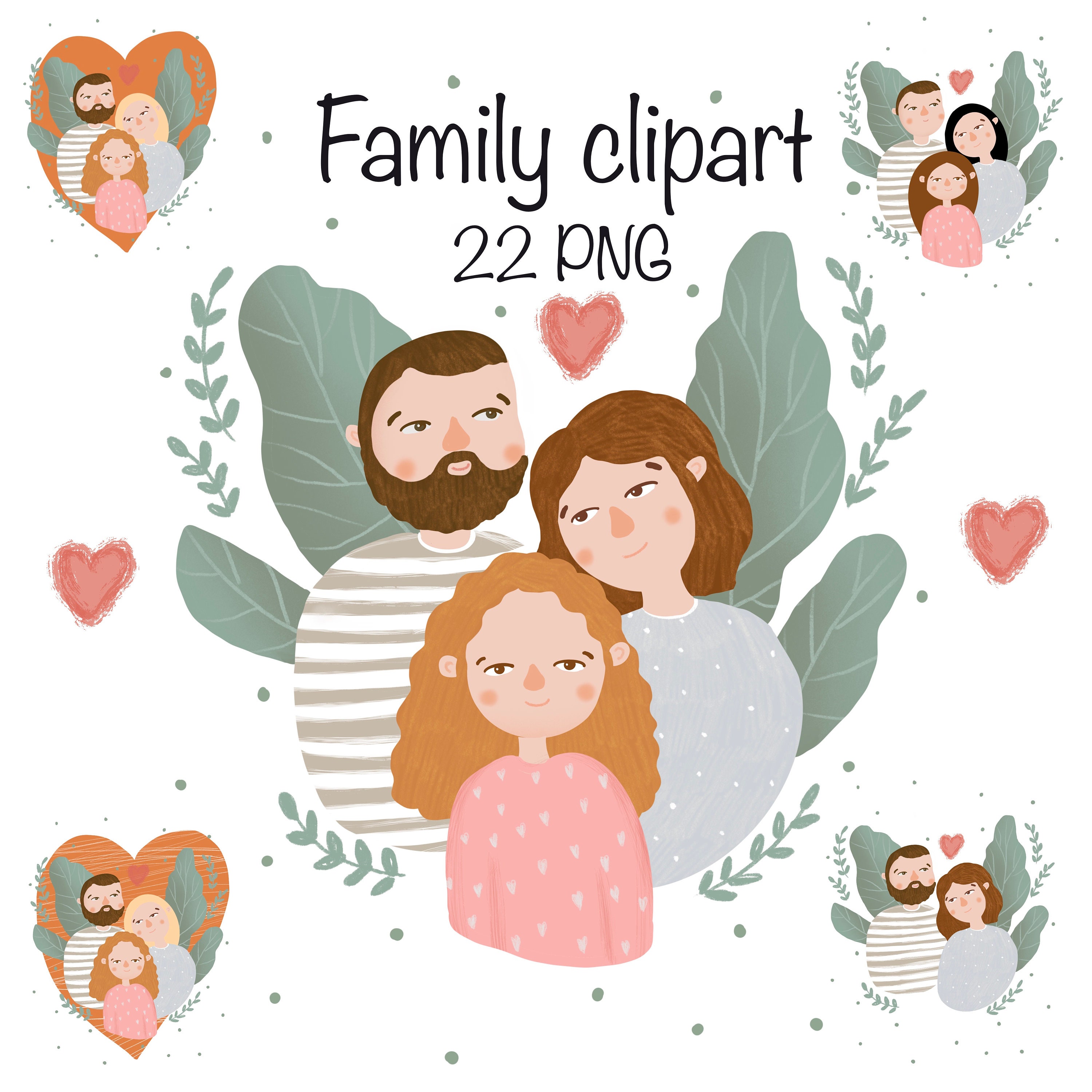 Family Clipart, Family Figures, Children Clipart, Dad Mom Children ...