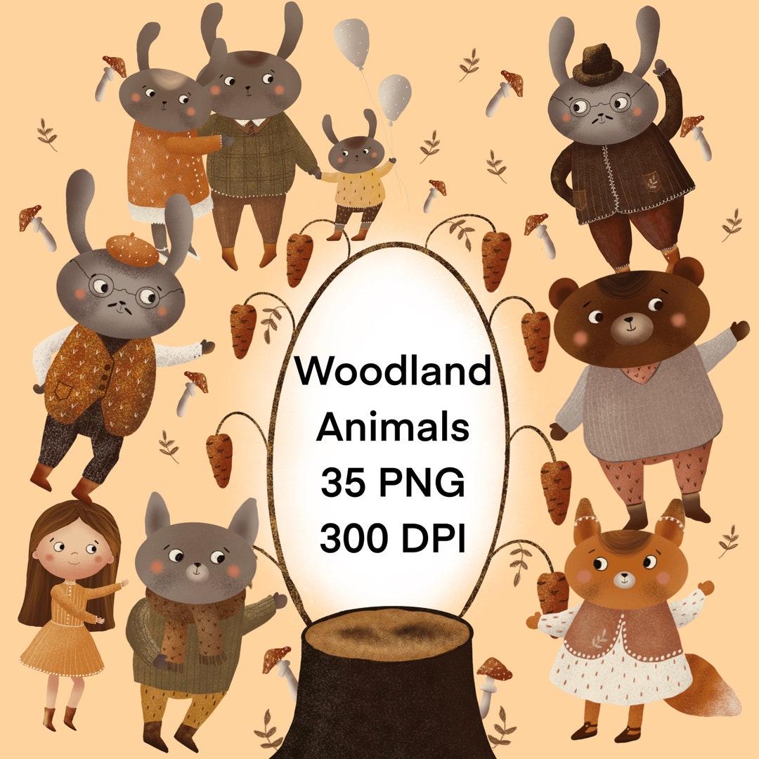 Animals Clipart Budle, Cute Forest Animals PNG, Woodland Animals Baby ...