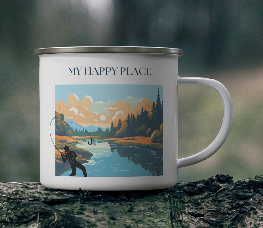 Fly Fishing Mug - Unbreakable Enamel Camping Mug - Perfect Gift for Fly ...