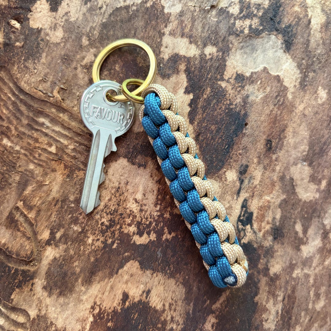 Handmade Cobra Weave Paracord Keychain | Solid Brass Hardware, Key Ring ...