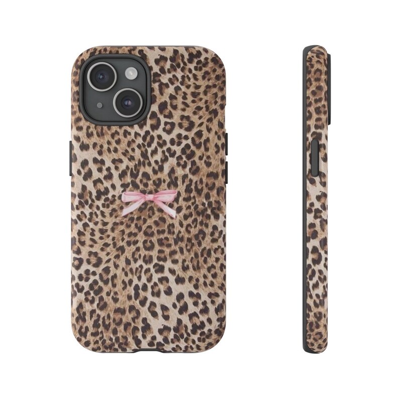 Pink Bow Leopard Print Phone Case - Etsy