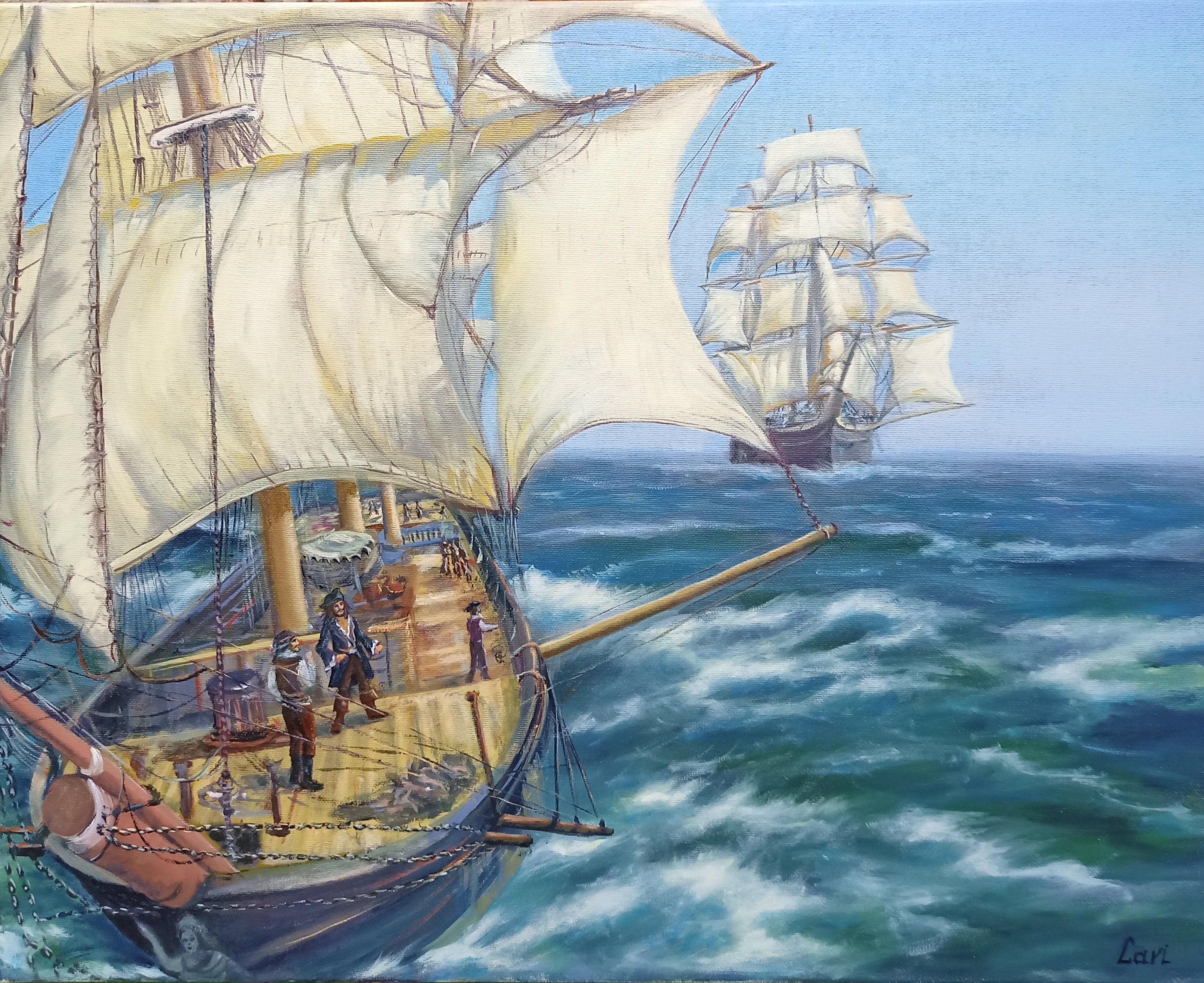 Picture Jack Oil Painting on Canvas Seascape Ship Sailboat - Etsy