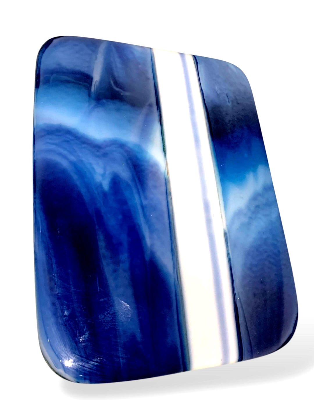 Fused Glass Vintage Blue and White Cutting Board River Rock Studios - Etsy