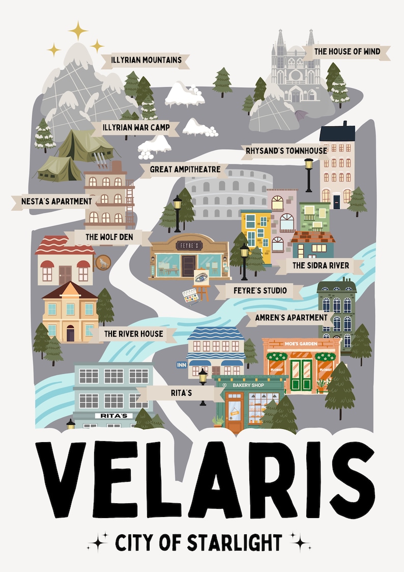 ACOTAR Print Velaris Map A Court of Thorns and Roses Digital Download ...