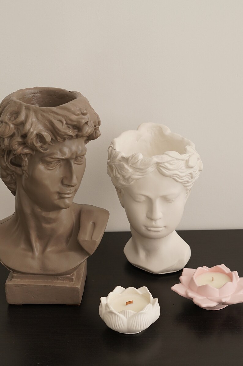 Set of Statues Venus and David Flowerpots & Candles Housewarming Party ...
