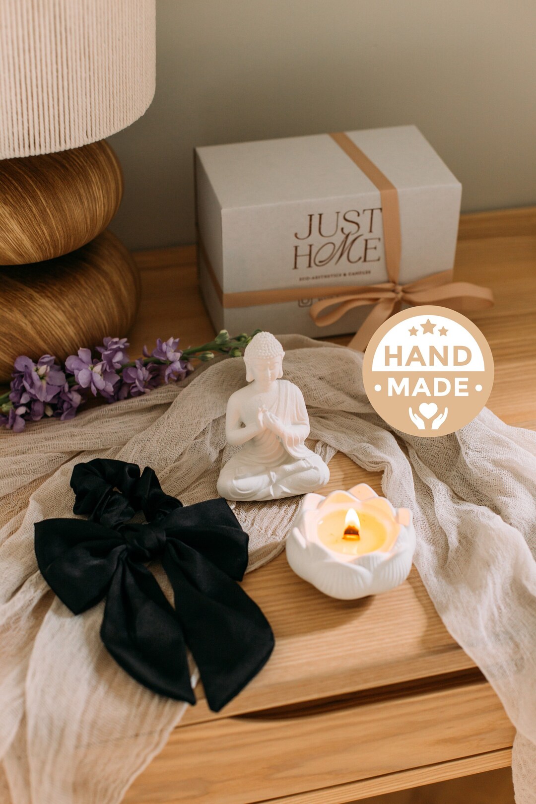 Buddha Decor Buddhist Candle Home Decor Bookshelf Figurine Lotus Candle ...