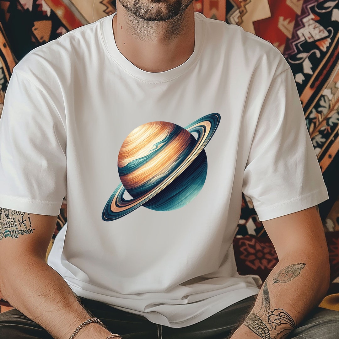 Saturn T-shirt for Men, Planet Saturn Graphic Tee, Space Lover Gift ...