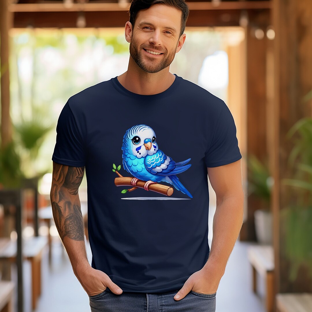 Parakeet T-shirt for Men, Parakeet Budgie Shirt, Blue Parakeet Budgie ...