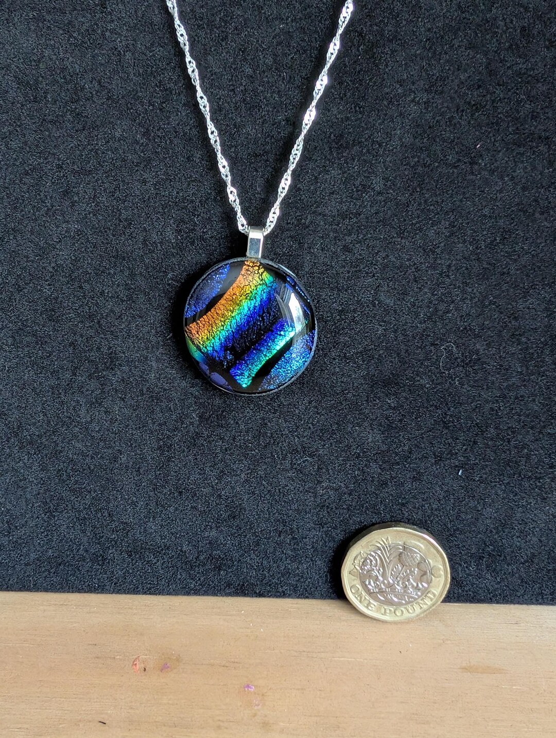 Kiln-fused Glass Rainbow diamond Shape Within a Circle Handmade ...