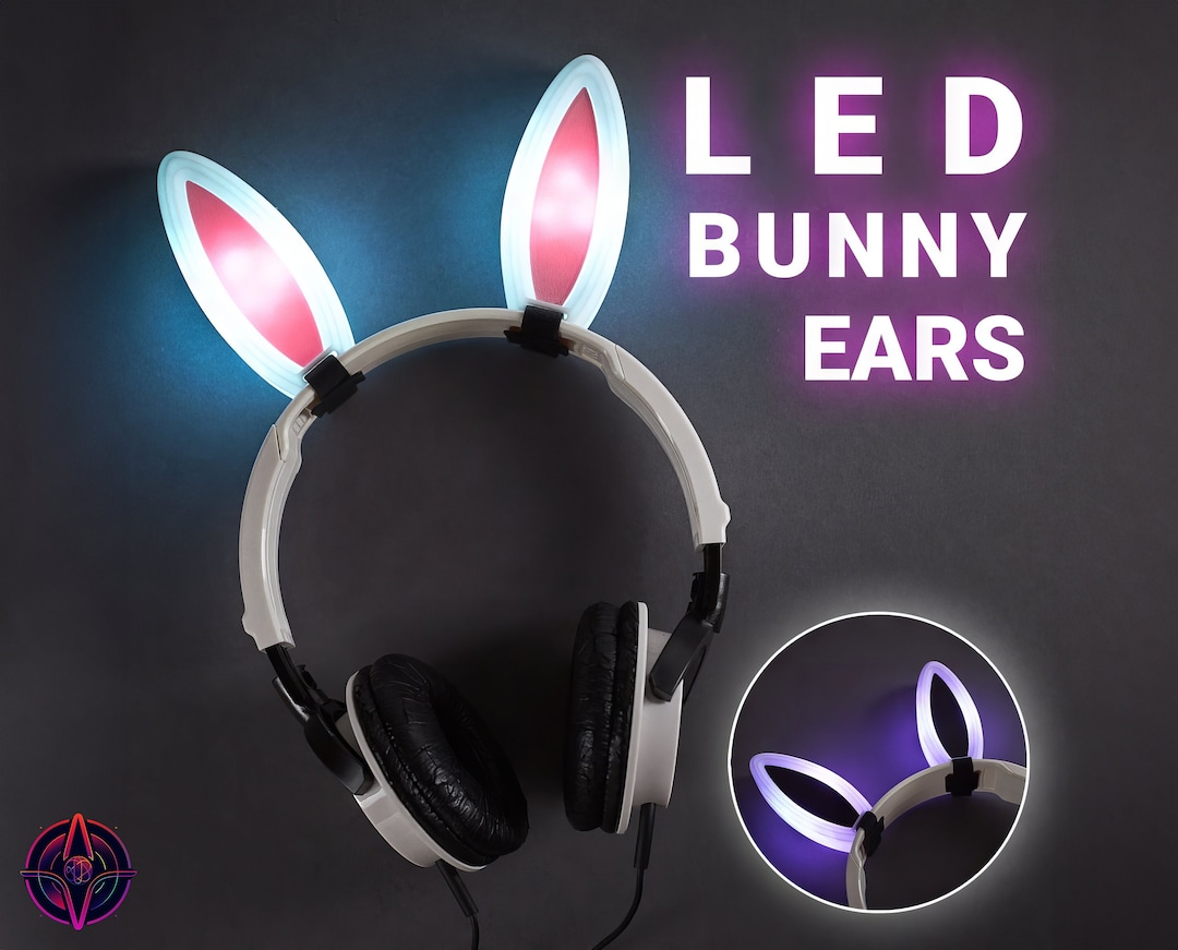 RGB LED Bunny Ears for Headphones | LED Bunny Ears for Headband - Etsy