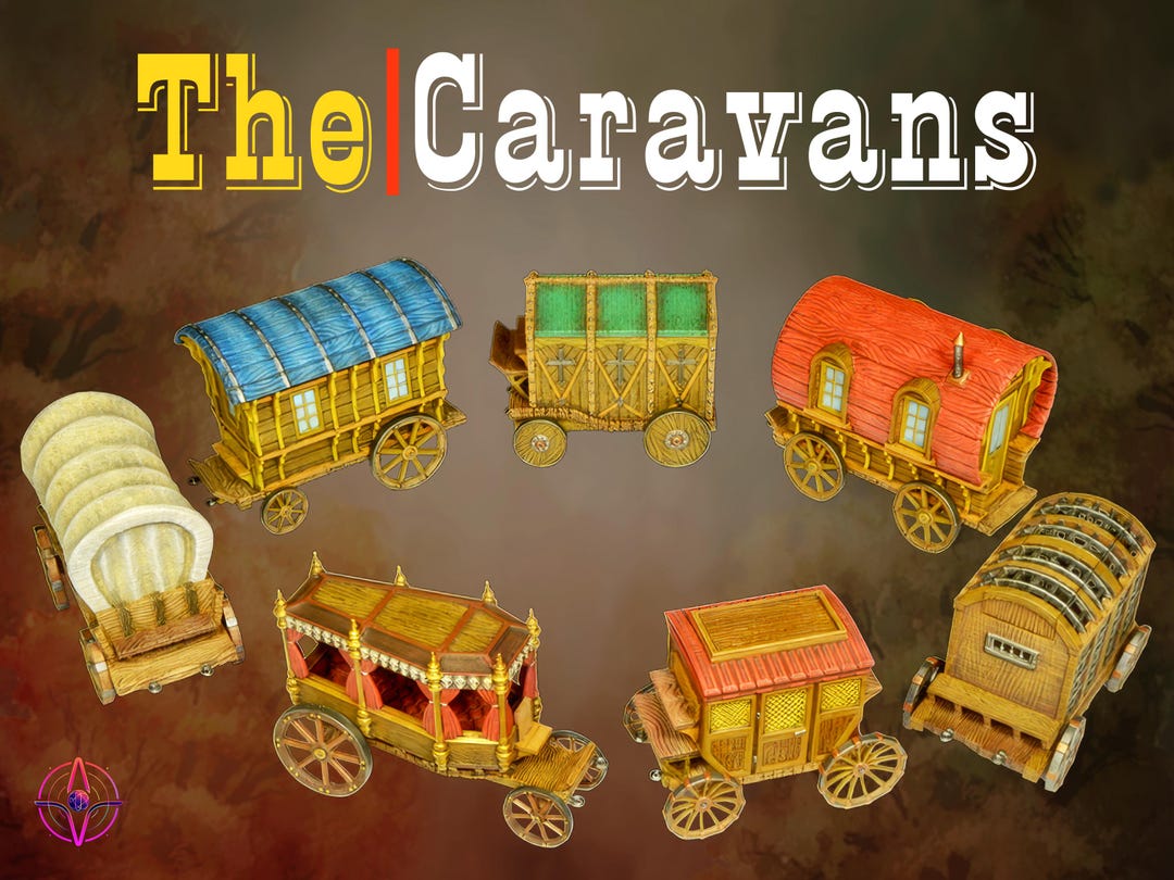 The Caravans | Unpainted | 3D Printed | 32-35mm Terrain Tabletop ...