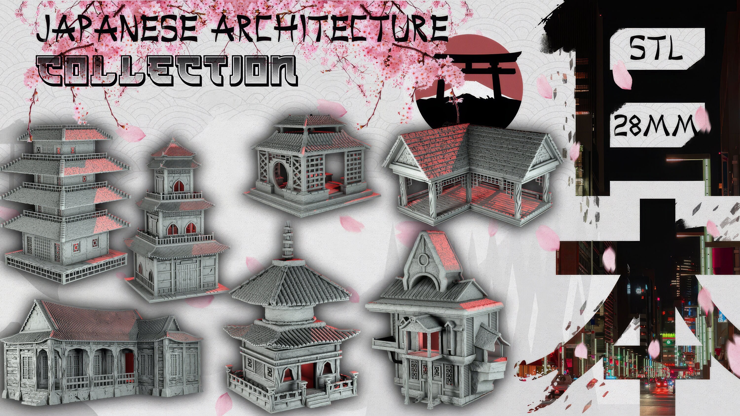 Japanese Architecture Collection (digital STL Files) | 3D Printable ...