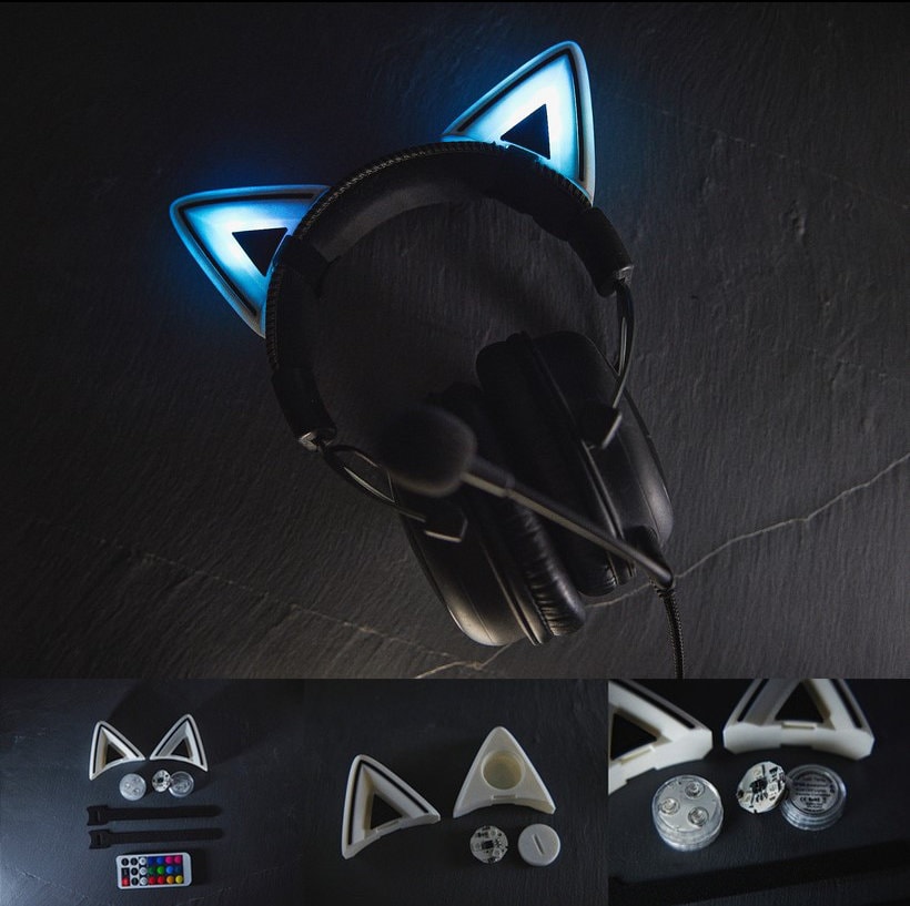 RGB LED Cat Ears for Headphones - Etsy