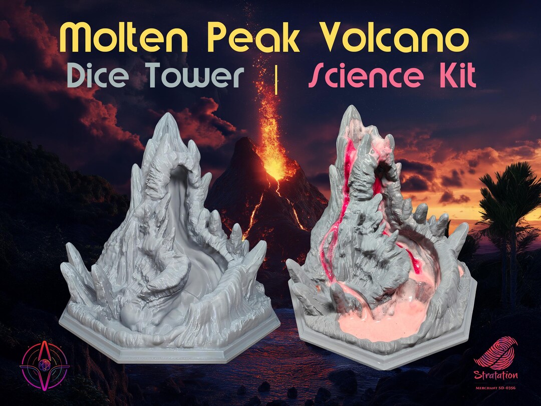 Molten Peak Volcano | Dice Tower | Science Kit | 3D Printed - Etsy