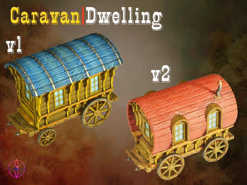 The Caravans | Unpainted | 3D Printed | 32-35mm Terrain Tabletop ...