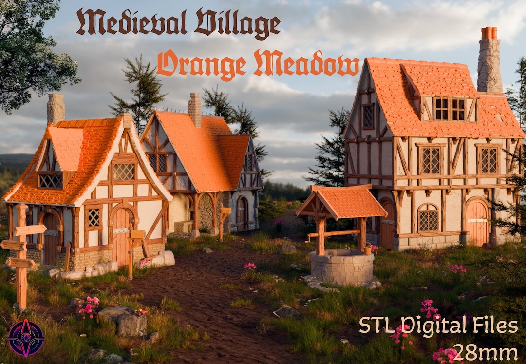 Medieval Village | Orange Meadow (STL Files) - Etsy
