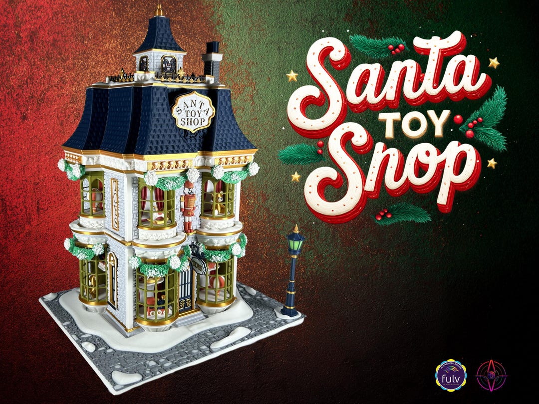 Santa Toy Shop | LED Lights Decoration | 3D Printed Model W/ LED ...