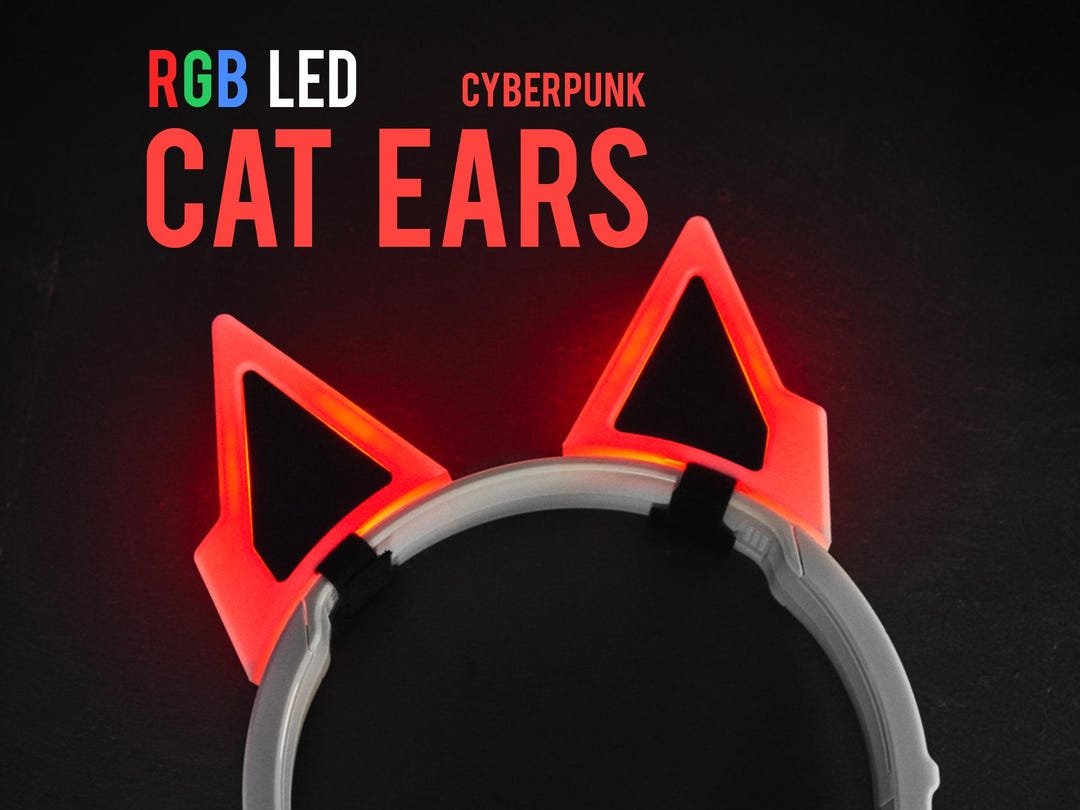 Cute Cyberpunk Cat Ears With RGB LED for Headphones | LED Cyberpunk Cat ...