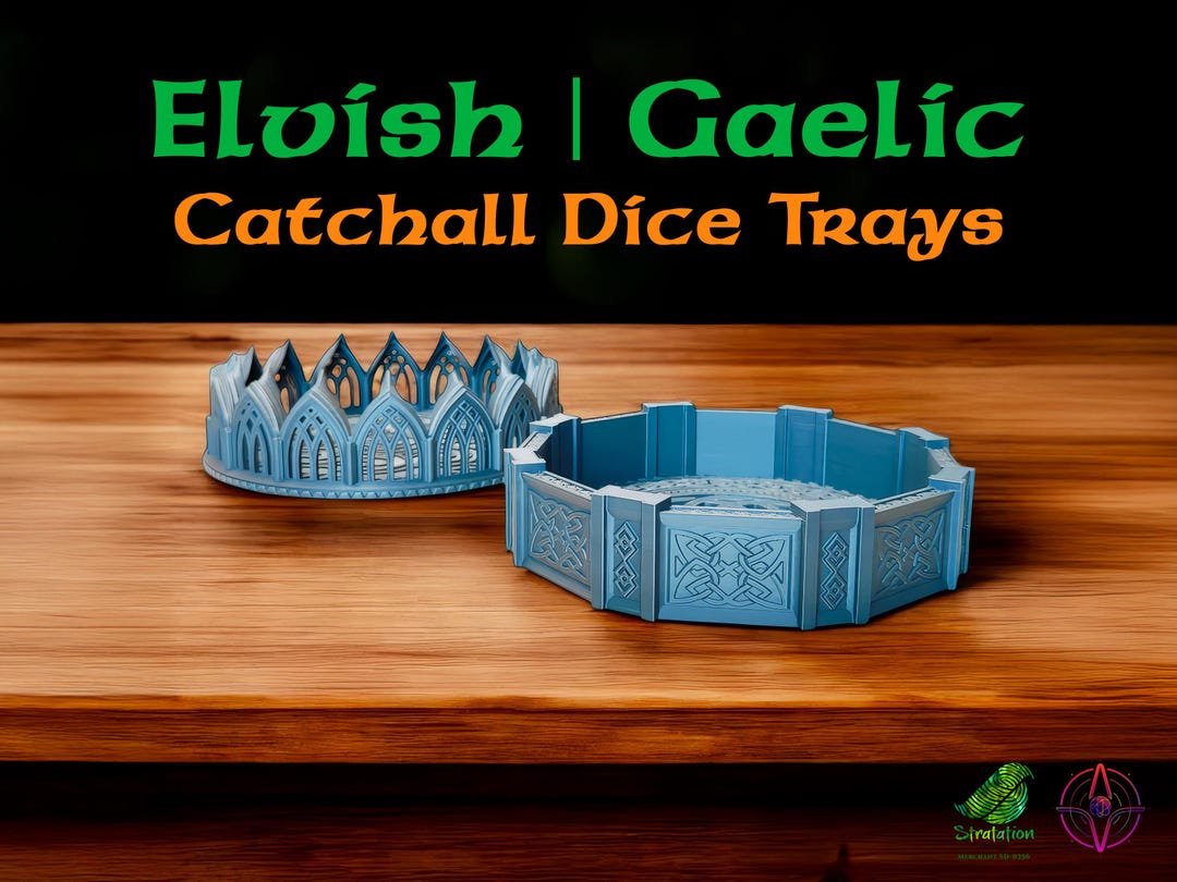 Gaelic and Elvish Dice Catchall Trays | 3D Printed | Gaelic Knot ...