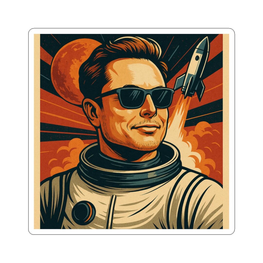 Elon Musk Stickers | Retro Space Art | Gift for Sci-fi Lovers, Laptop ...
