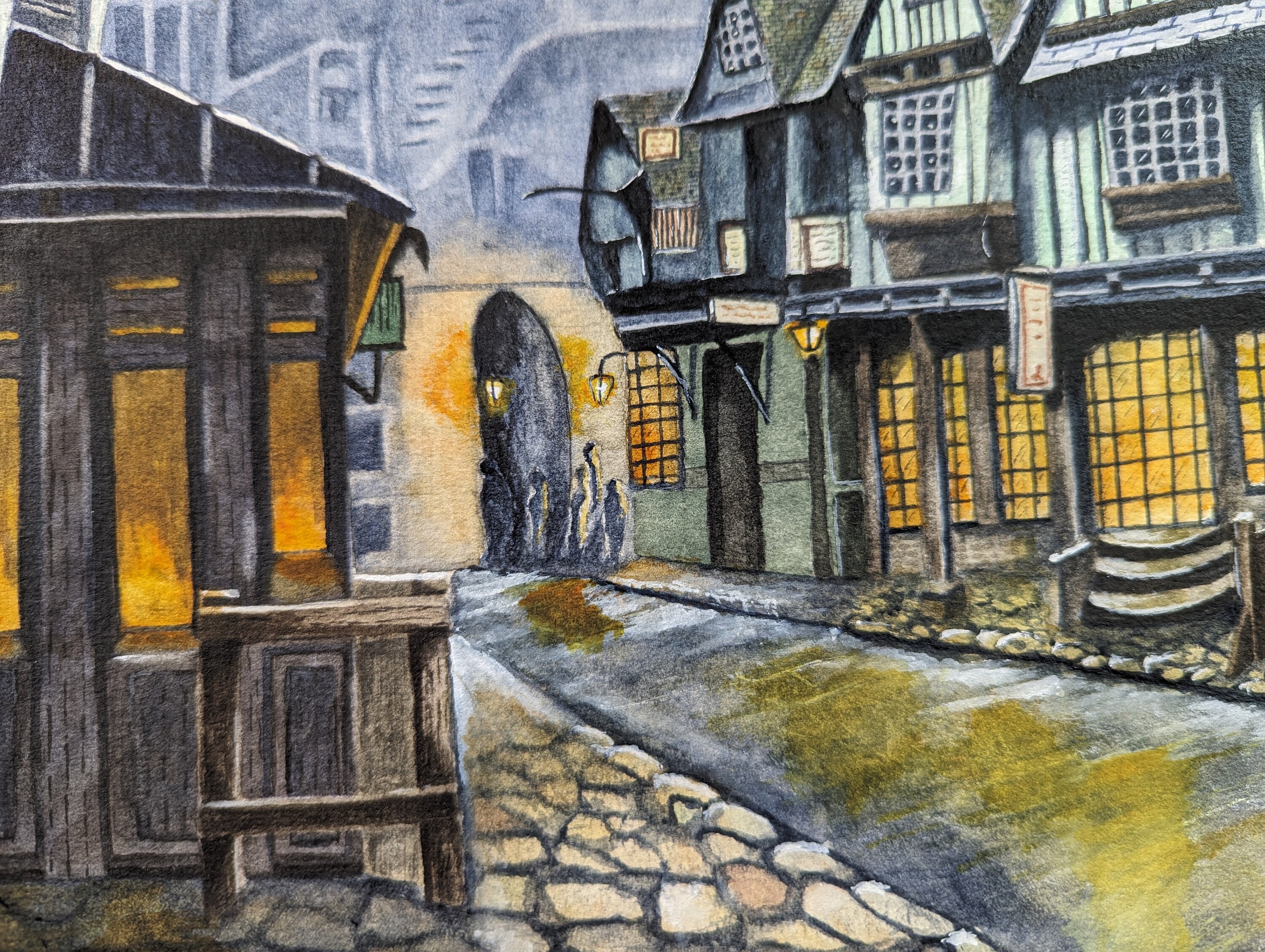 Harry Potter Hogsmeade Diagon Alley/ Hogwarts A4 Watercolour Print - Etsy