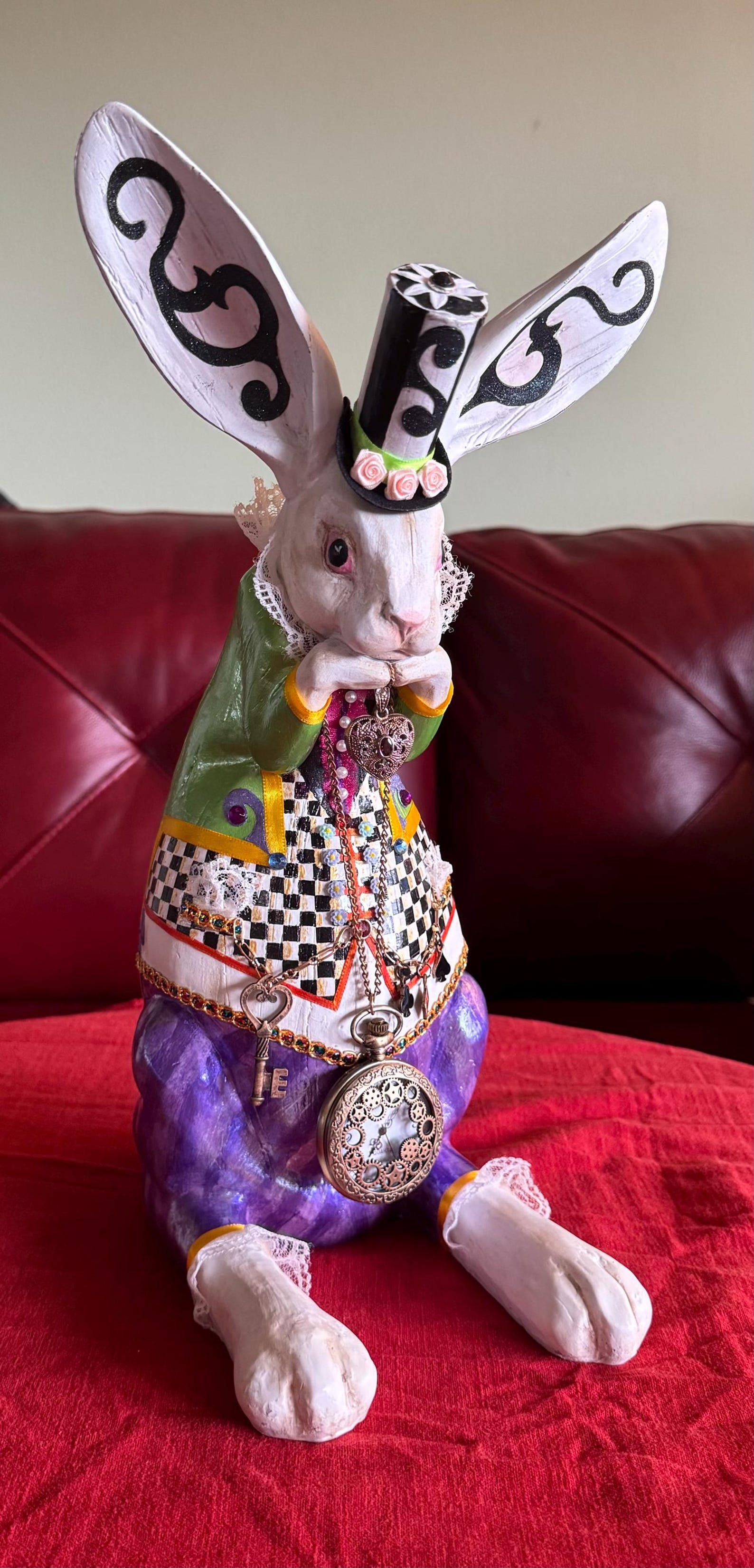 White Rabbit Sculpture,whimsical Rabbit Alice in Wonderland,easter ...