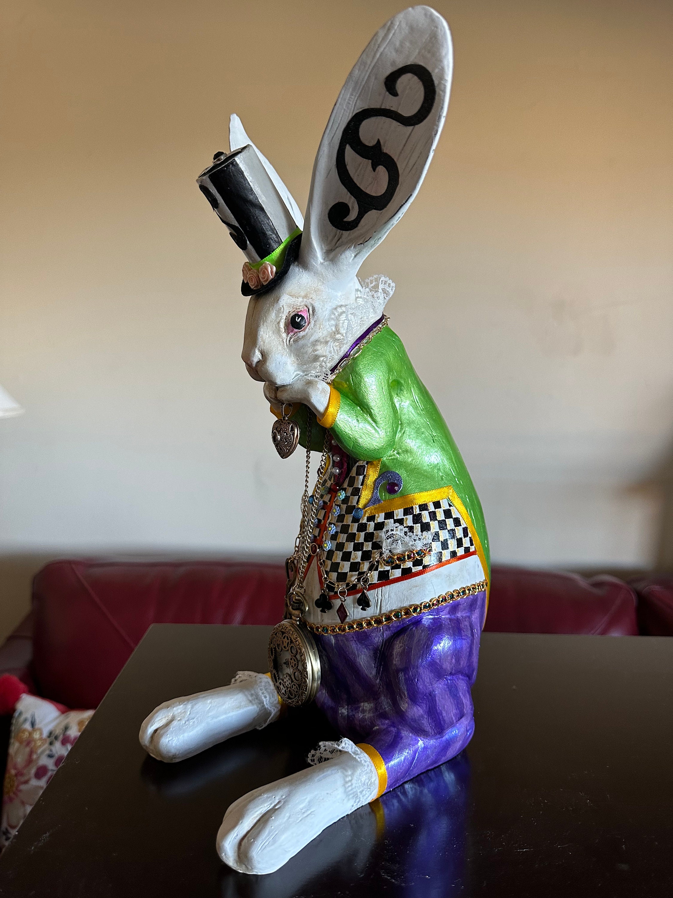 White Rabbit Sculpture,whimsical Rabbit Alice in Wonderland,easter ...
