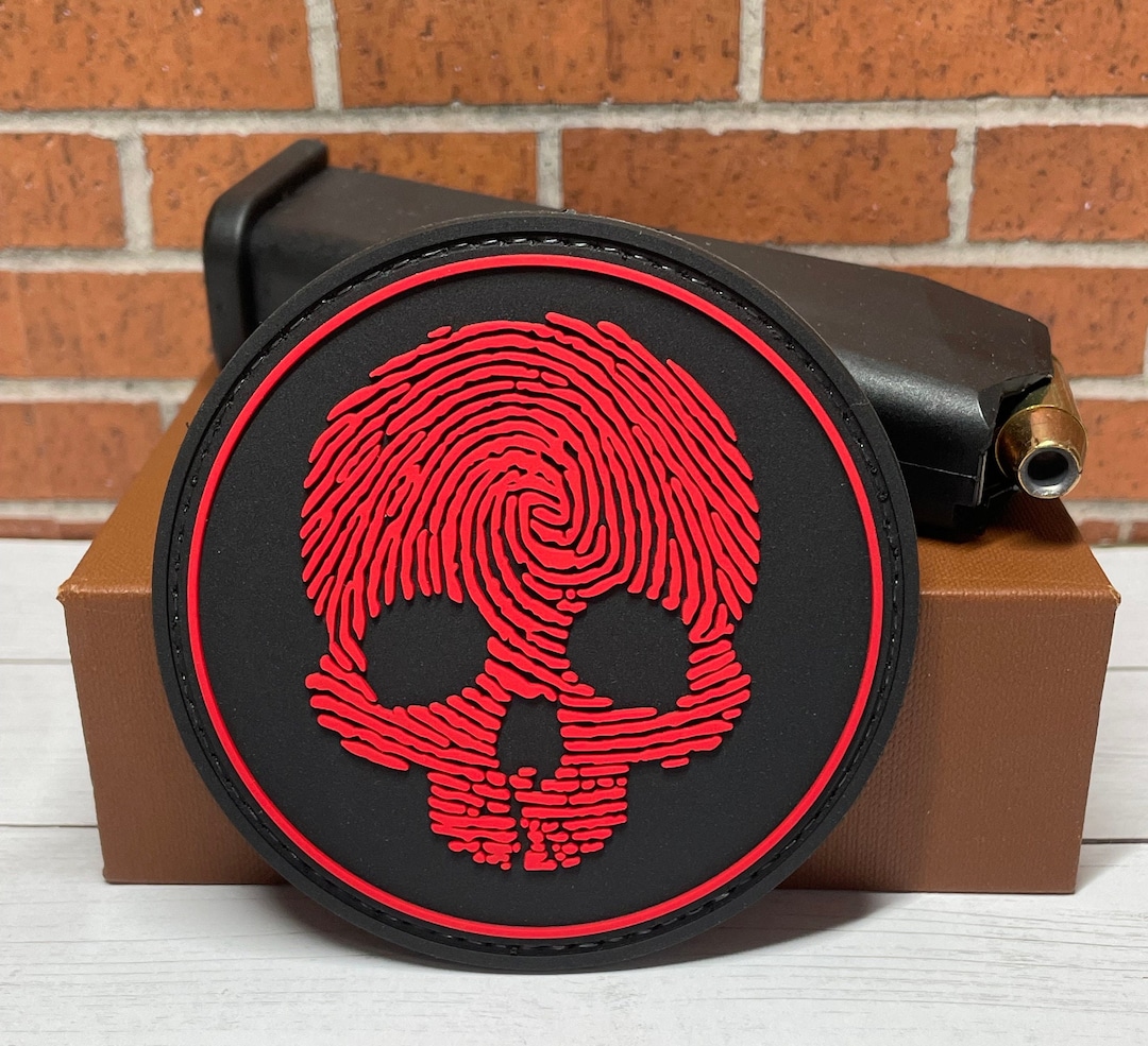PVC Tactical Patch Finger Print Skull Patch Hook Backed Rubber Morale ...