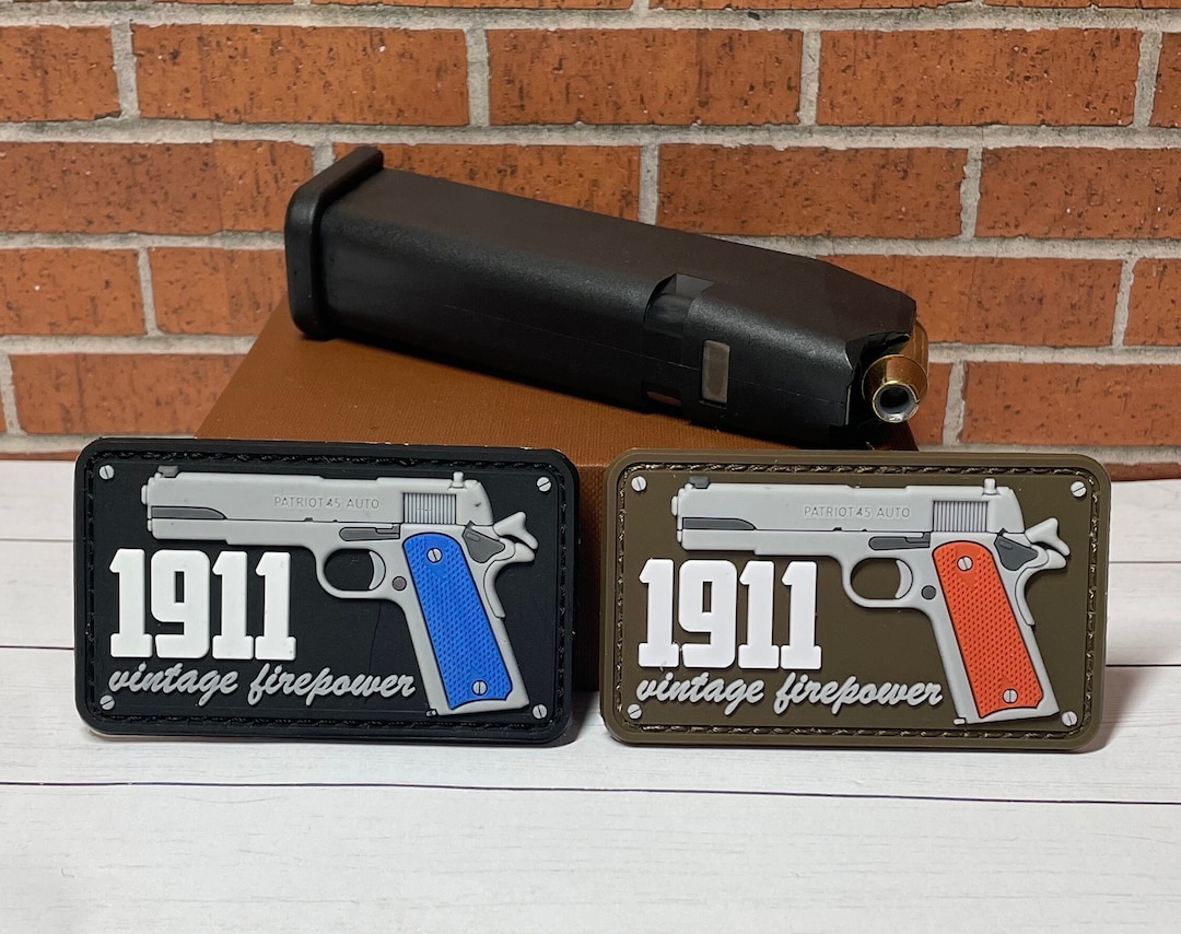 1911 PVC Tactical Patch - Vintage 1911 Pistol Firepower Rubber Morale ...