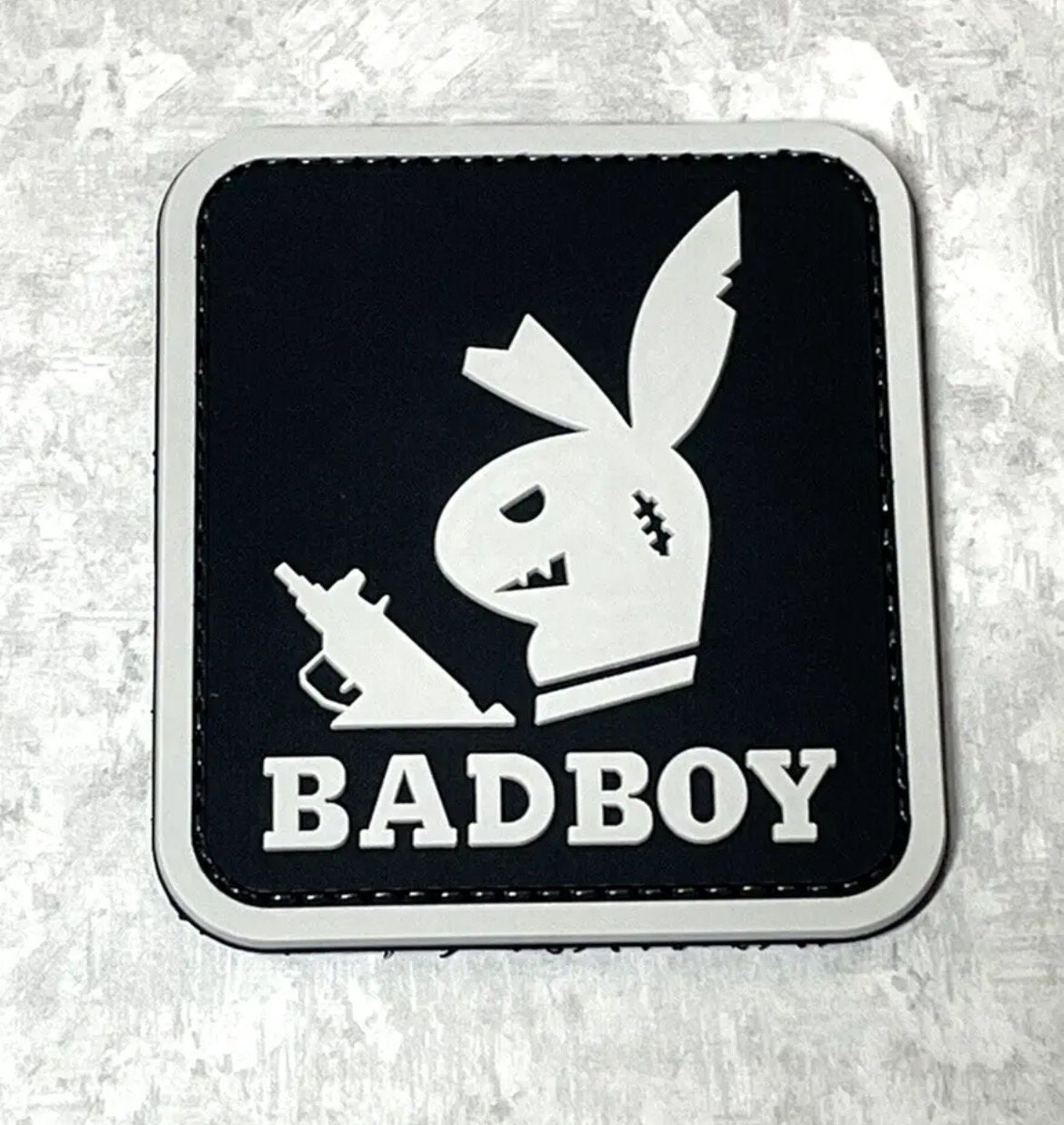 Bad Boy Tactical Gun Morale PVC Patch Bad Boy Bunny Rabbit Gun Rubber ...