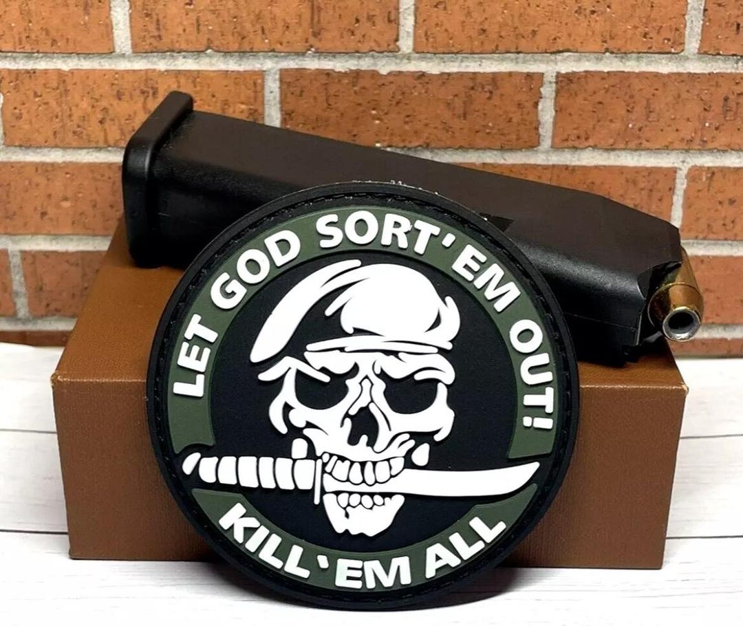 PVC Tactical Patch Morale Skull Knife Patch Army Military Let God Sort ...