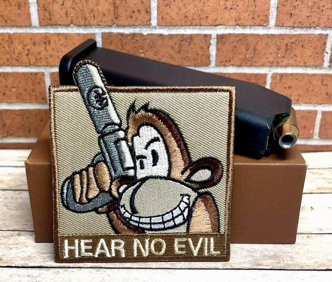 Tactical Monkey Patch Embroidered Hear No Evil Monkey Gun Patch Hook ...
