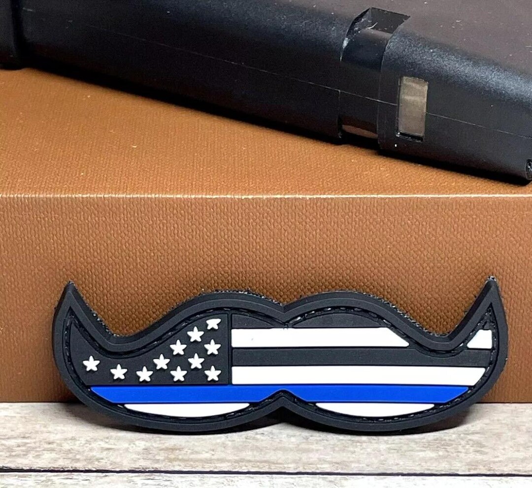PVC Mustache Flag Patch - Tactical Morale Gun Thin Blue Line Flag Patch ...