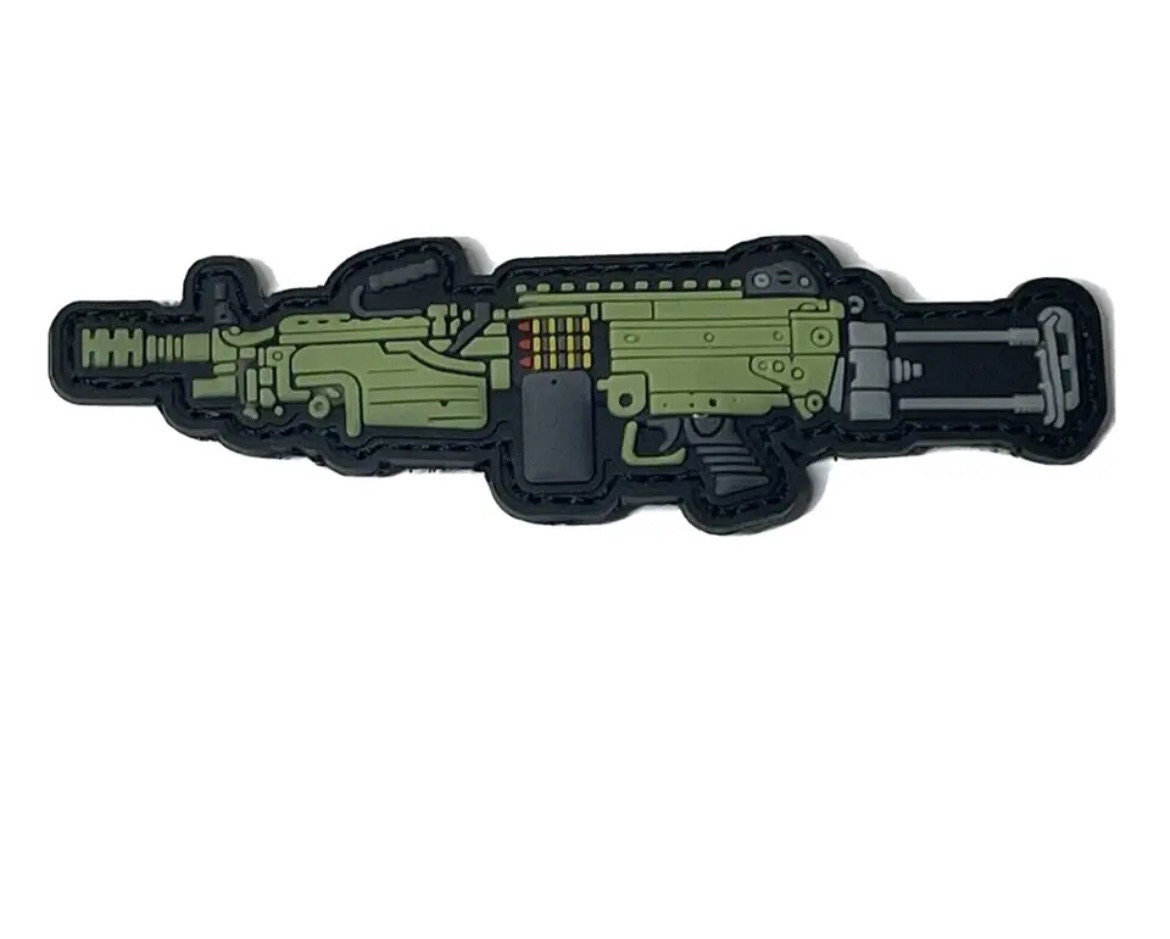 Tactical Machine Gun Patch PVC Morale Patch Military Hook Backed Patch ...