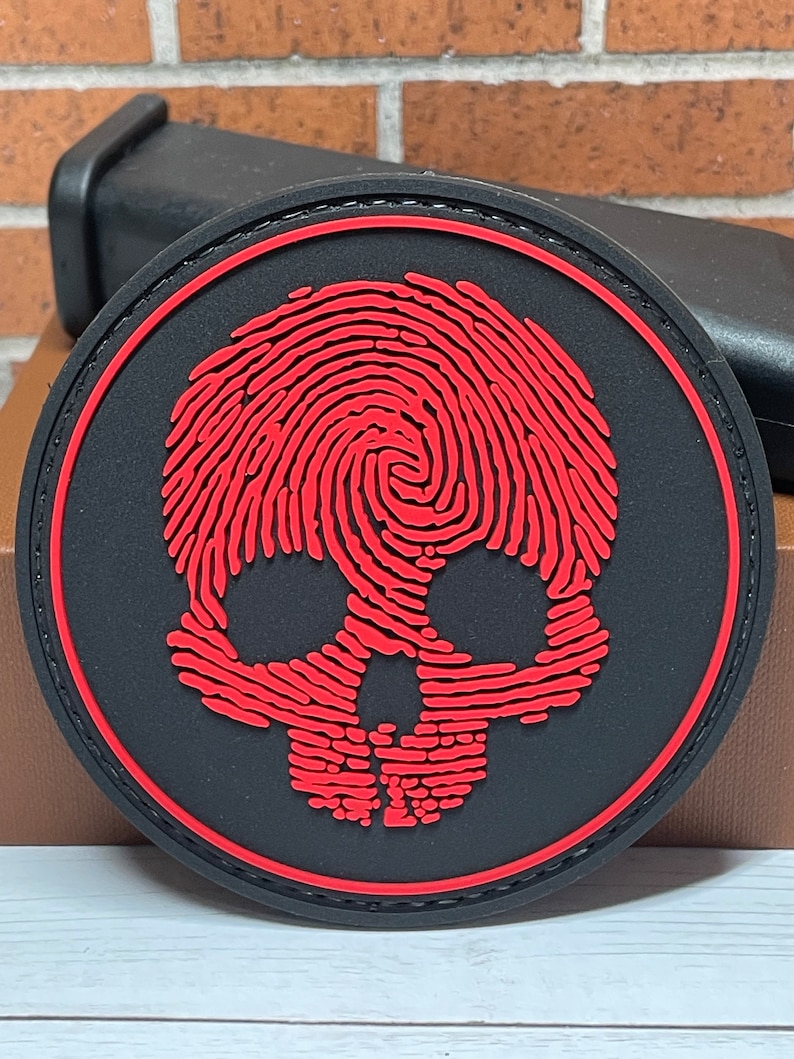 PVC Tactical Patch - Finger Print Skull Patch - Hook Backed Rubber ...