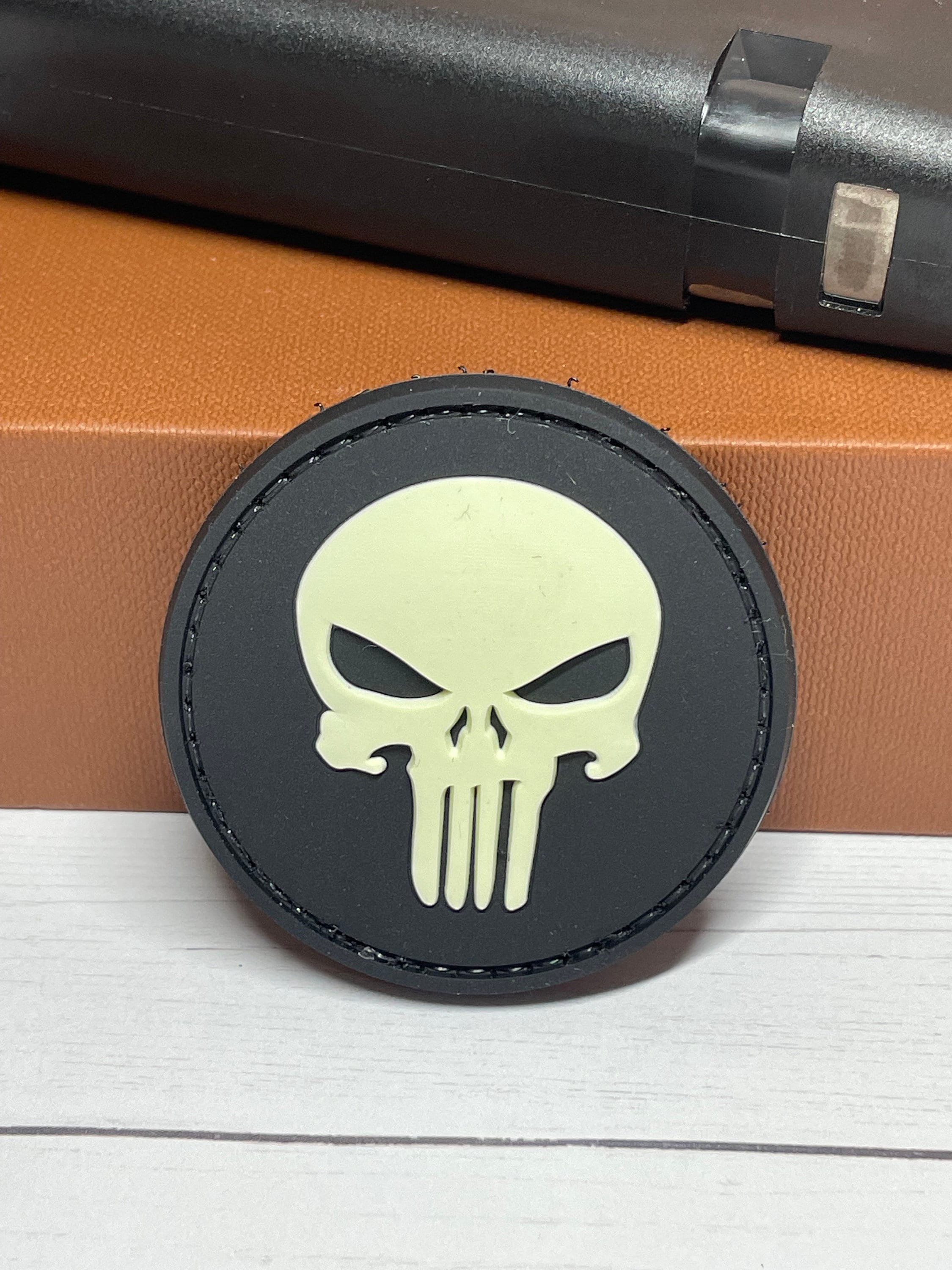 Punisher PVC Tactical Patch Skull Glow in the Dark Rubber Morale Patch ...
