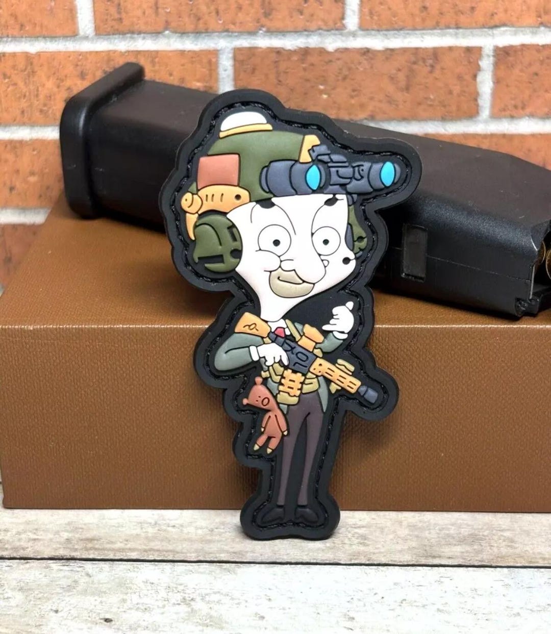 Tactical Bean PVC Gun Patch - Tactical Morale Patch - Mr. Bean Soldier ...